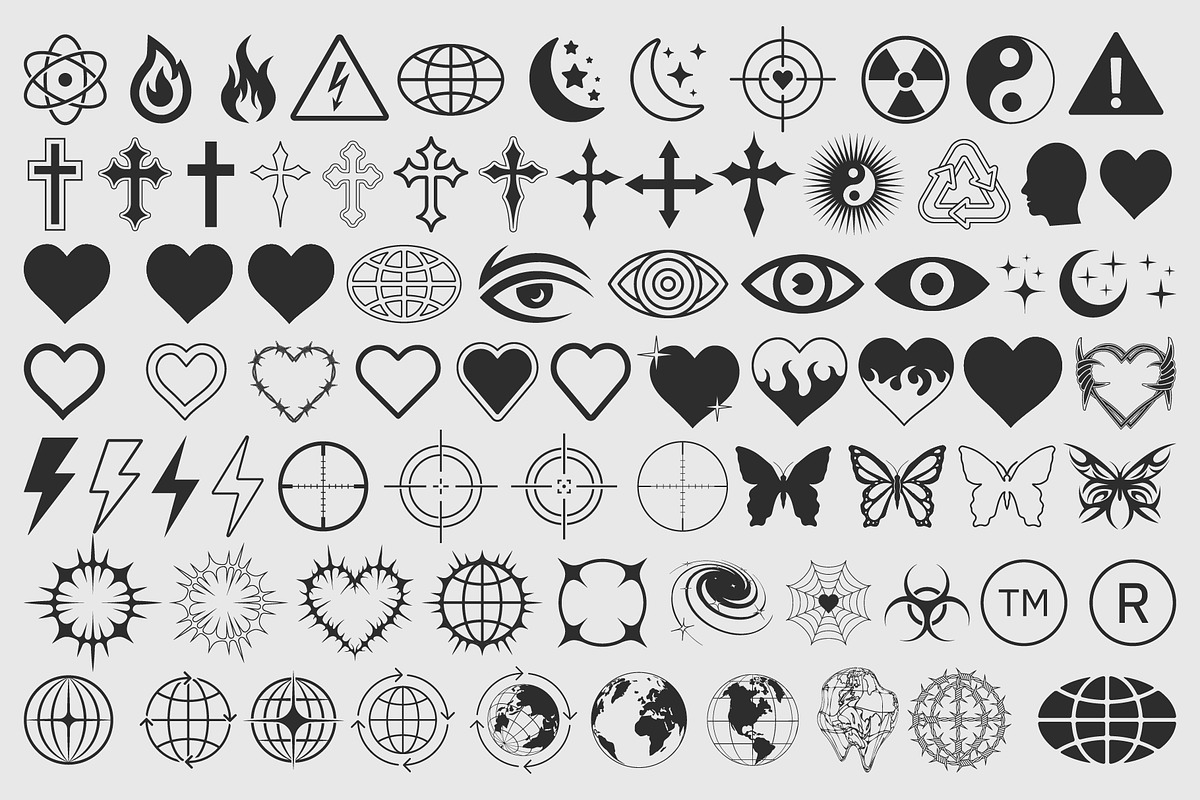 Y2K VECTOR ABSTRACT GEOMETRIC SHAPES