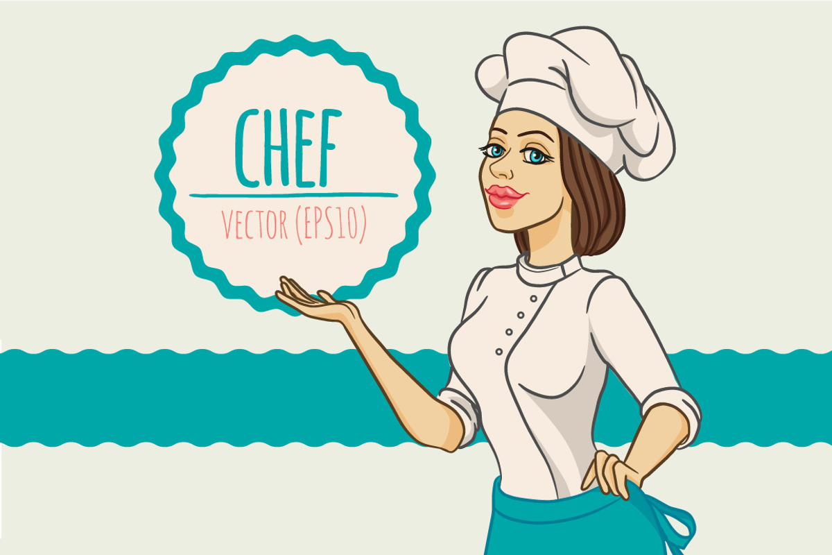 woman chef, a Food Illustration by adi katz
