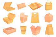 Cartoon takeaway boxes. Takeout bag, a Graphic by Stock-Smart-Start