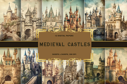 Drawing castles. Medieval buildings | Background Graphics ~ Creative Market