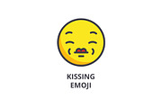 kiss emoji vector line icon, sign, illustration on background, editable ...