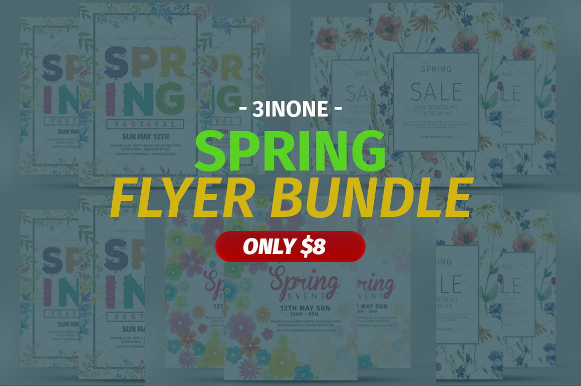 Spring Flyer Bundle Special Offer $8 | Flyer Templates ~ Creative Market