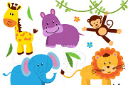 Zoo, Jungle, Safari Animals Clipart, an Animal Illustration by PinkPueblo