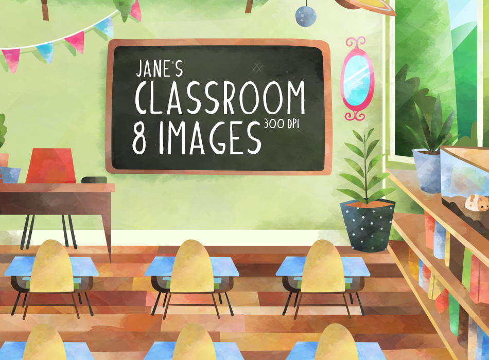 Watercolor Classroom Clipart, an Education Illustration by DigitalArtsi