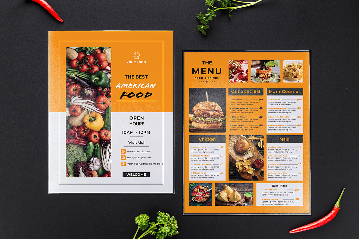 Yellow Food Menu Layout