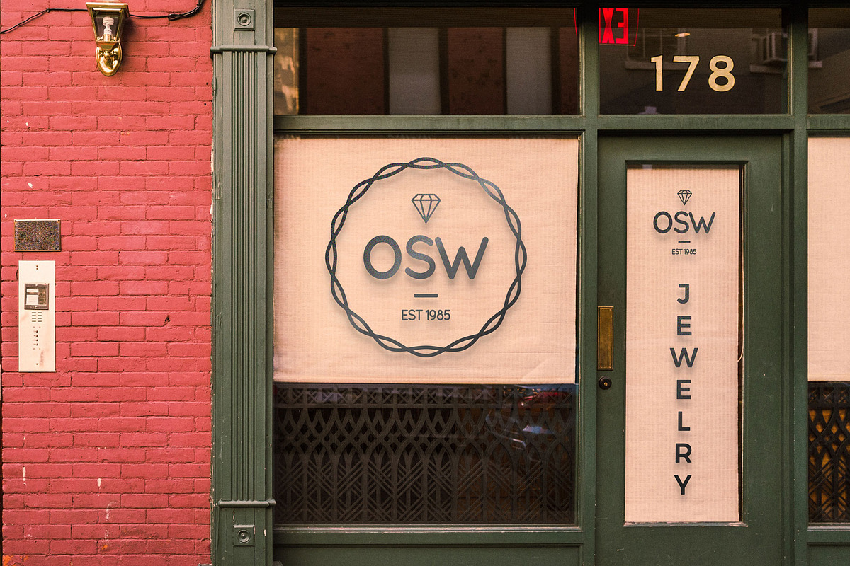 Storefront Sticker Sign Logo Mockup, a Product Mockup by Riopurba