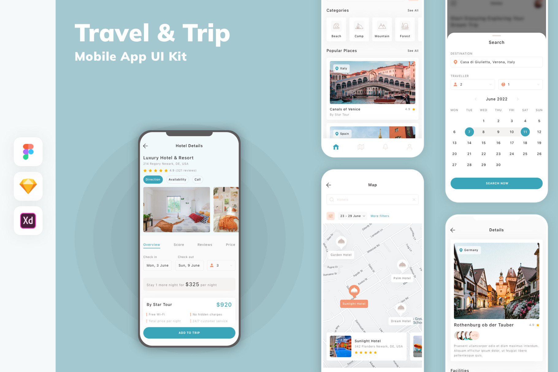 Travel & Trip Mobile App UI Kit, an UI Kit Template by uicube