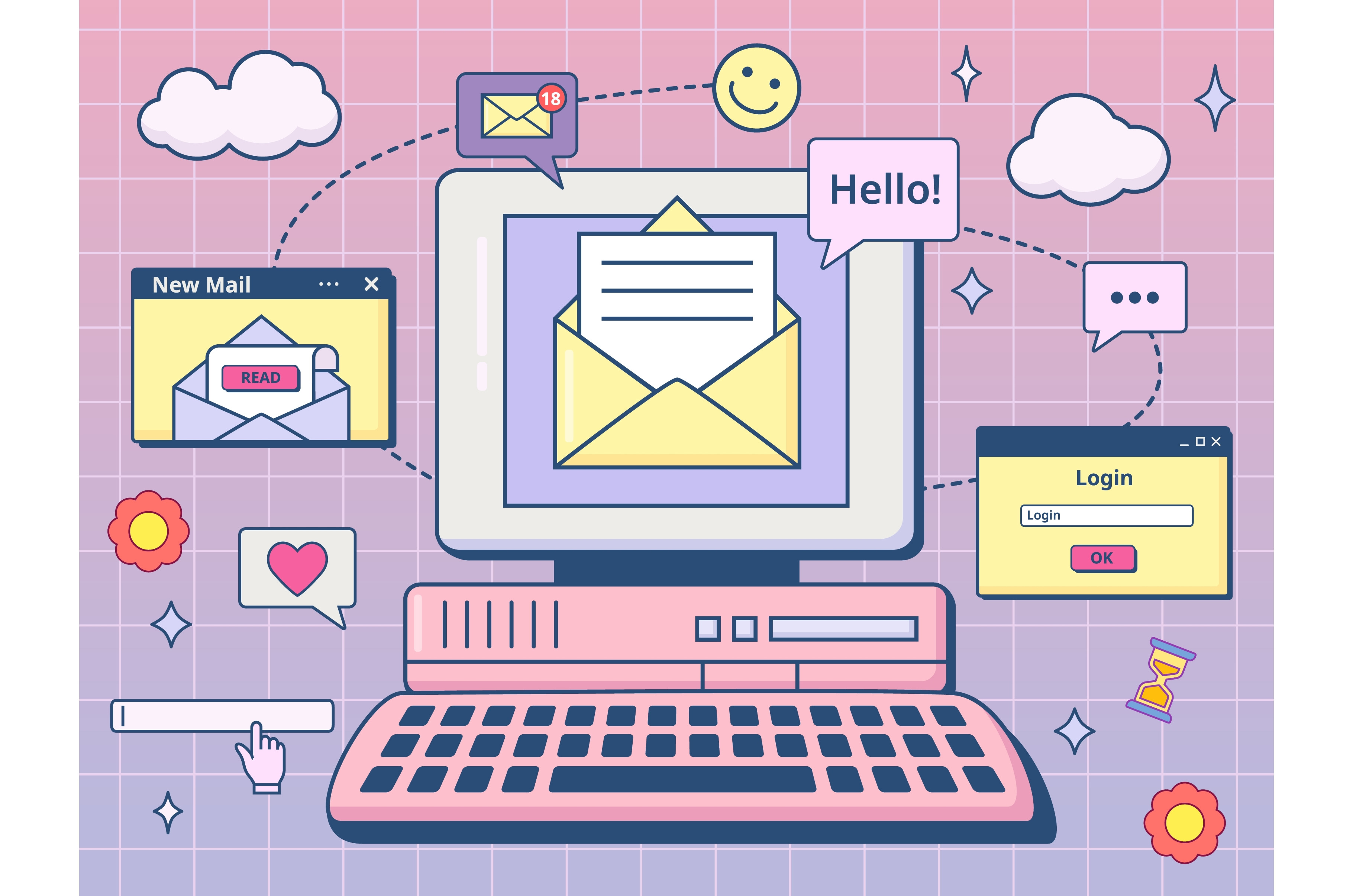 Retro ui mail. Email mailbox with, a Background Graphic by winwin.art
