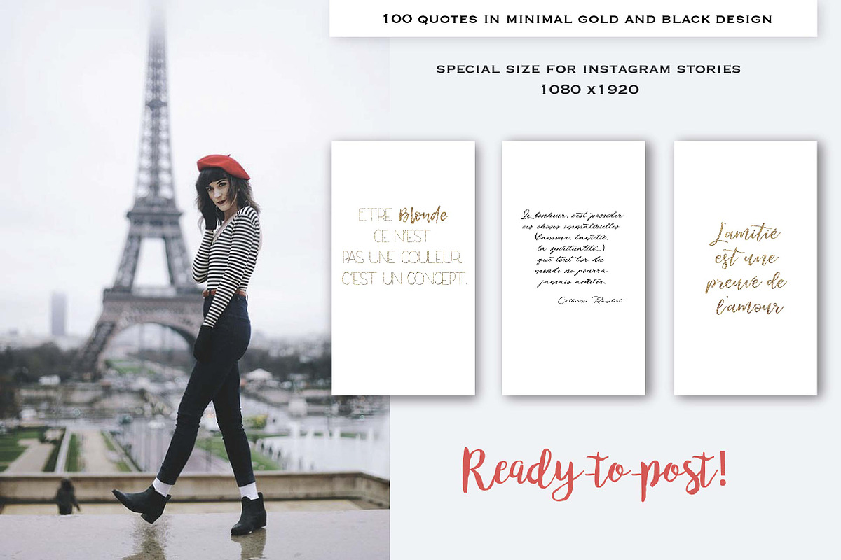 50 french quotes for instagram, a Social Media Template by digital_essence