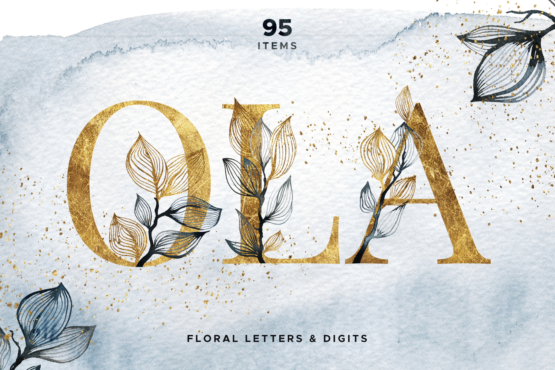 OLA Floral Alphabet Letters & Digits, a Decorative Illustration by Olga ...