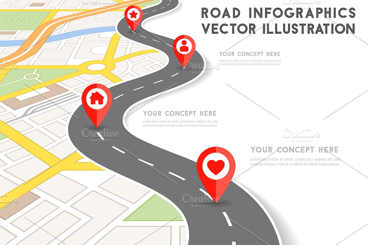 Road Infographic Vector Illustration, an Illustration by Pingebat