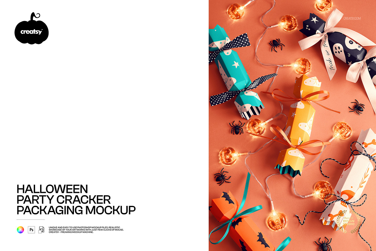 Halloween Party Cracker Mockup, a Packaging Mockup by creatsy5