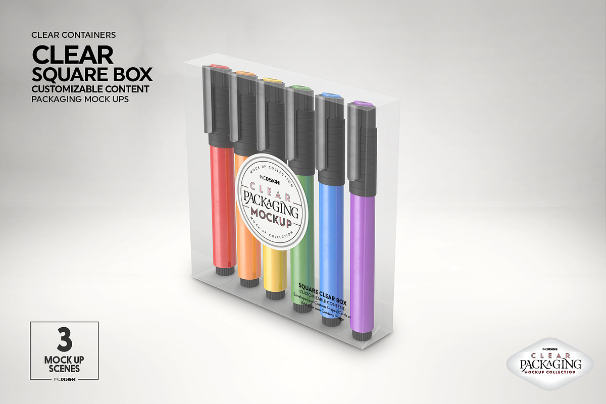 Clear Square Flat Boxes Mockup, a Packaging Mockup by INCDesign