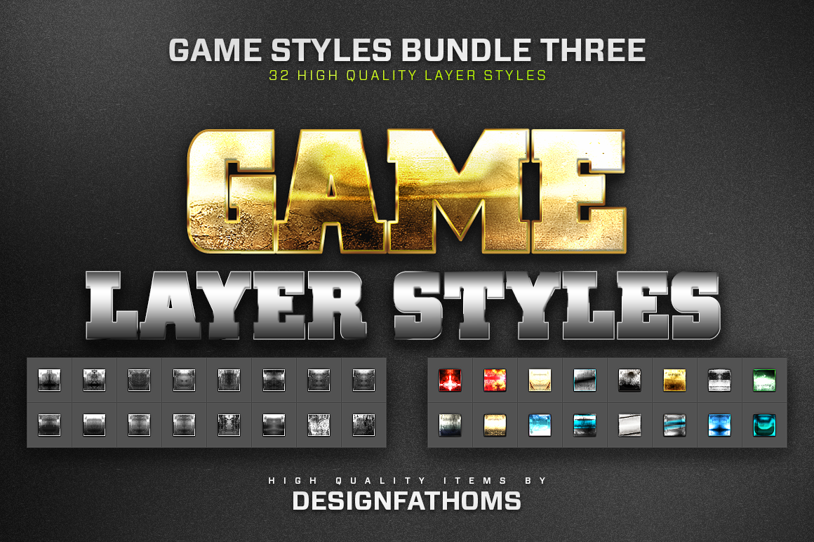 32 Game Layer Styles Bundle 3, a Layer Style Add-On by DesignFathoms ...