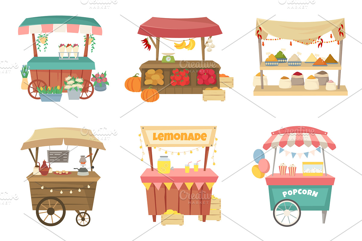 Outdoor market stalls. Grocery, a Background Graphic by winwin.art