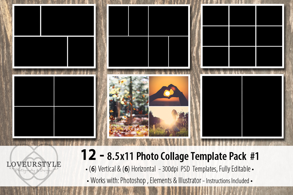 8.5x11 Photo Album Template Pack 1, a Templates & Theme by Loveurstyle ...