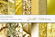 Gold Digital Papers, Gold Textures, a Pattern Graphic by BonaDesigns