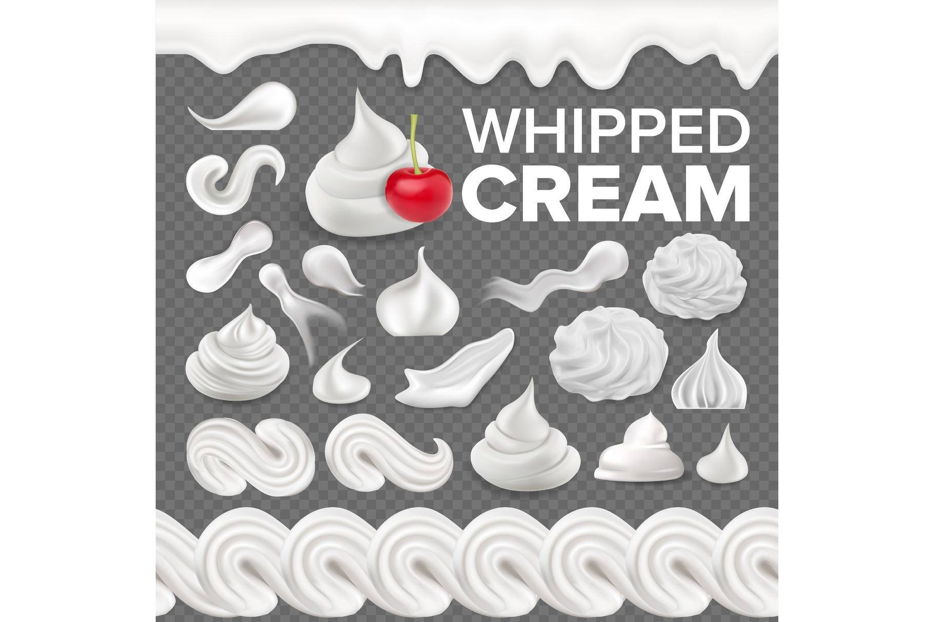 Whipped Cream Set Vector. White | Decorative Illustrations ~ Creative ...