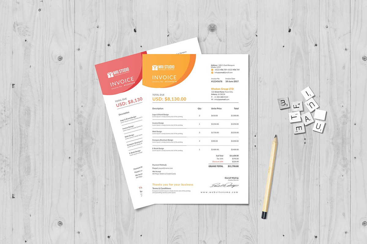 Invoice, a Stationery Template by MRI STUDIO