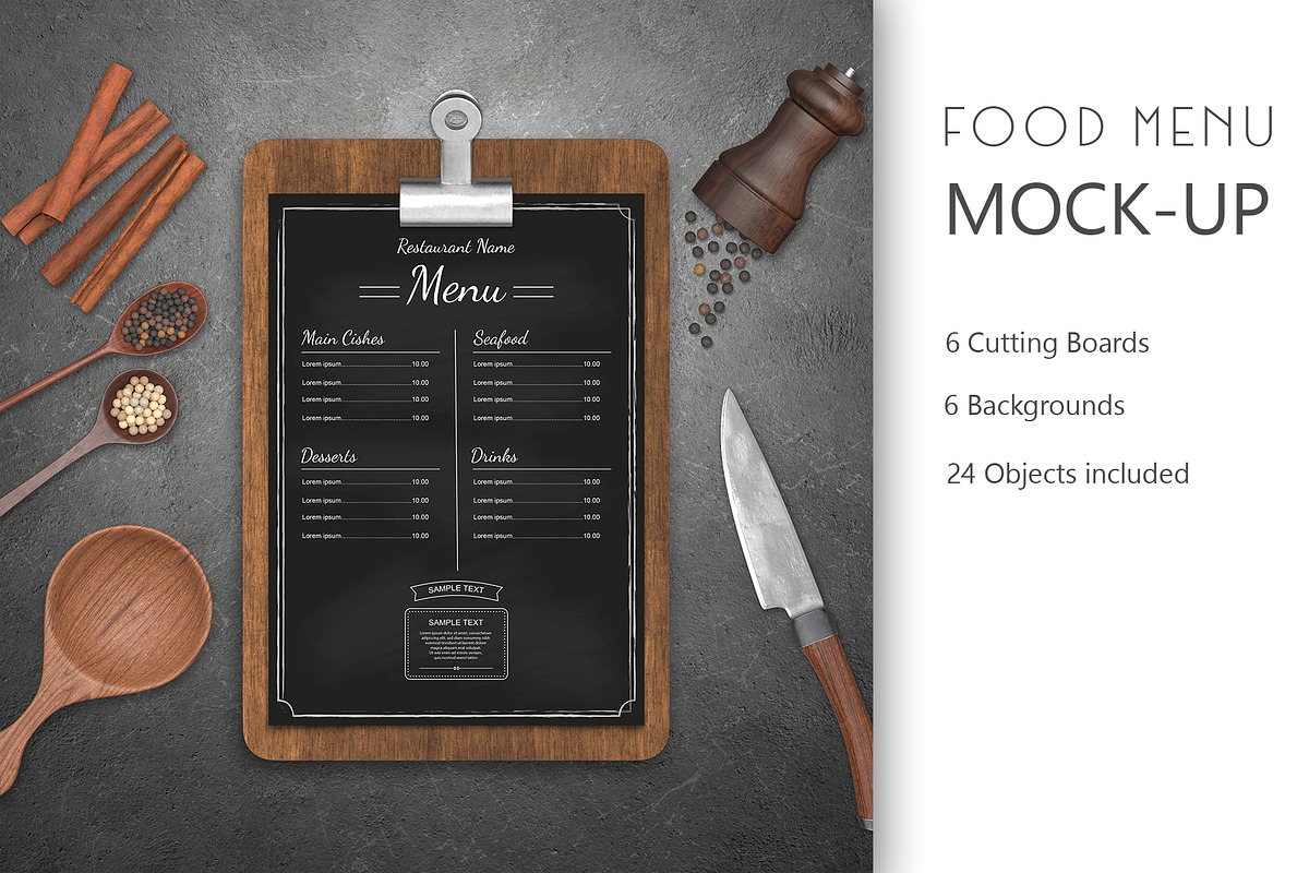 Restaurant menu mockup, a Print Template by S_design | Creative Market