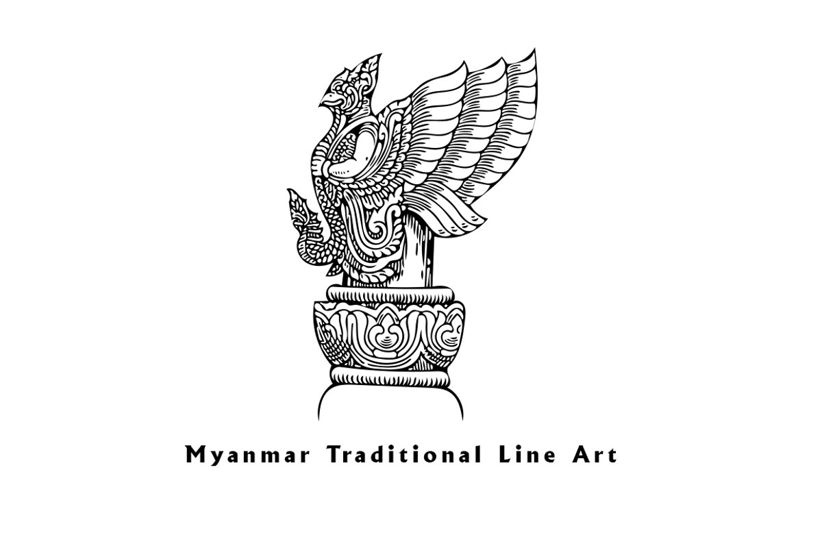 Myanmar Traditional Line Art, an Illustration by nyinyisoewin