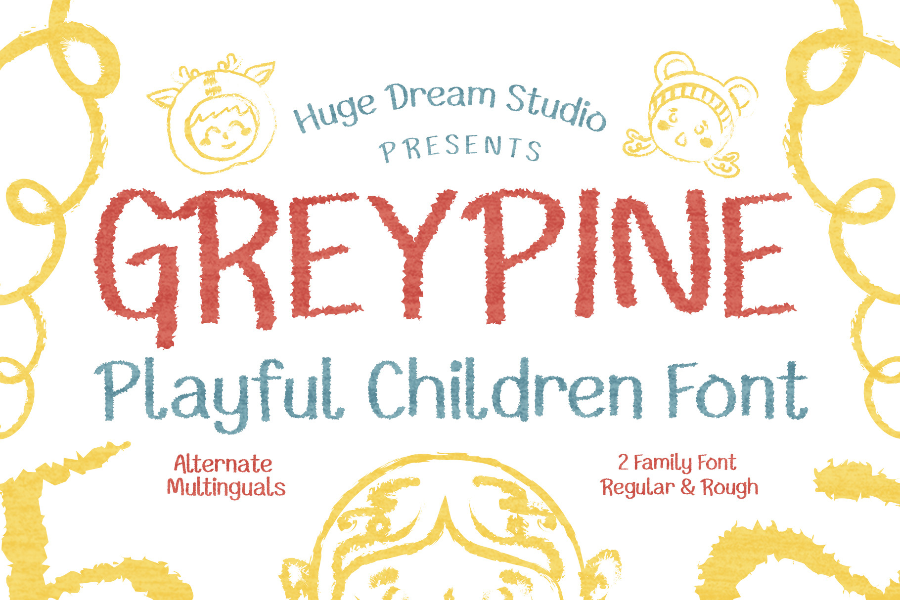Greypine - Playful Children Font, a Sans Serif Font by Huge Dream Studio