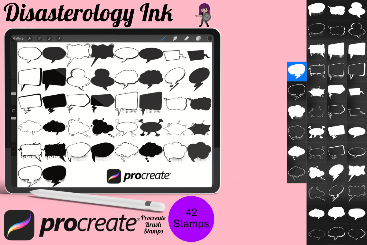 Comic Speech Bubbles Set 2 Procreate, a Brush Add-On by Disasterology Ink