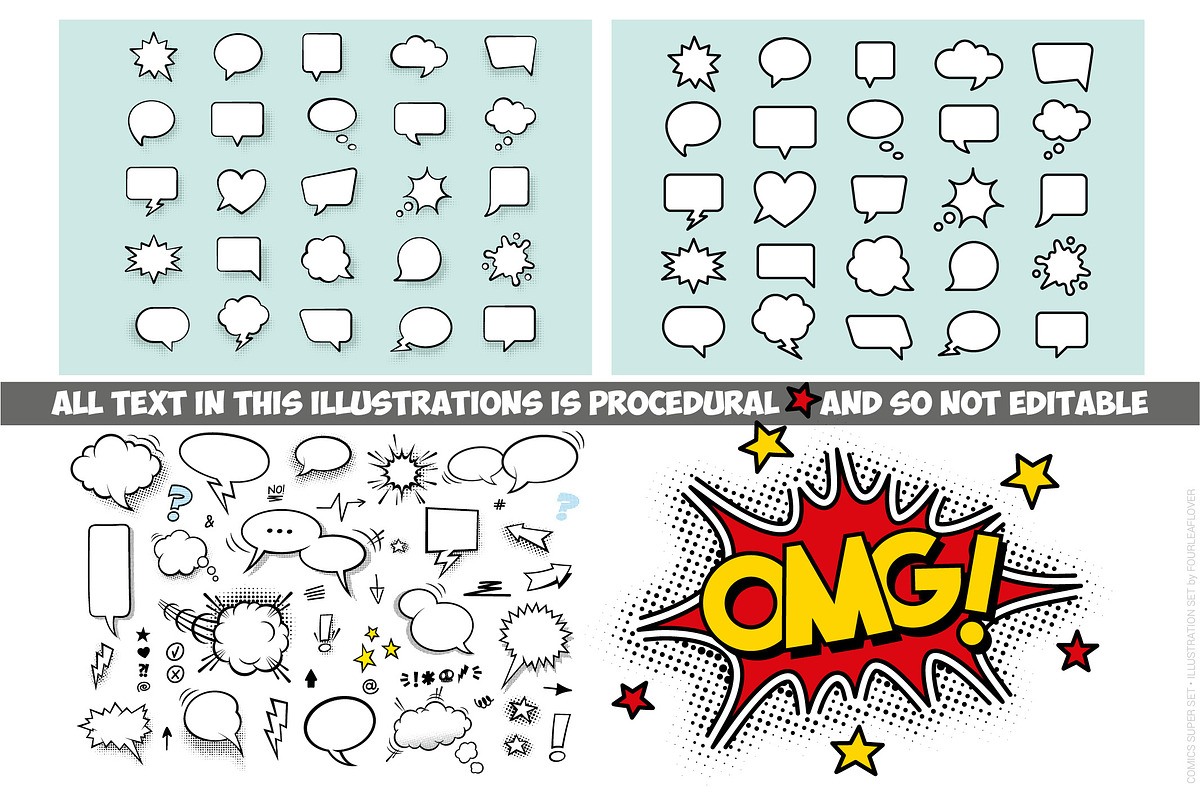 Comic Elements Vector HUGE Set!, an Illustration by FourLeafLover