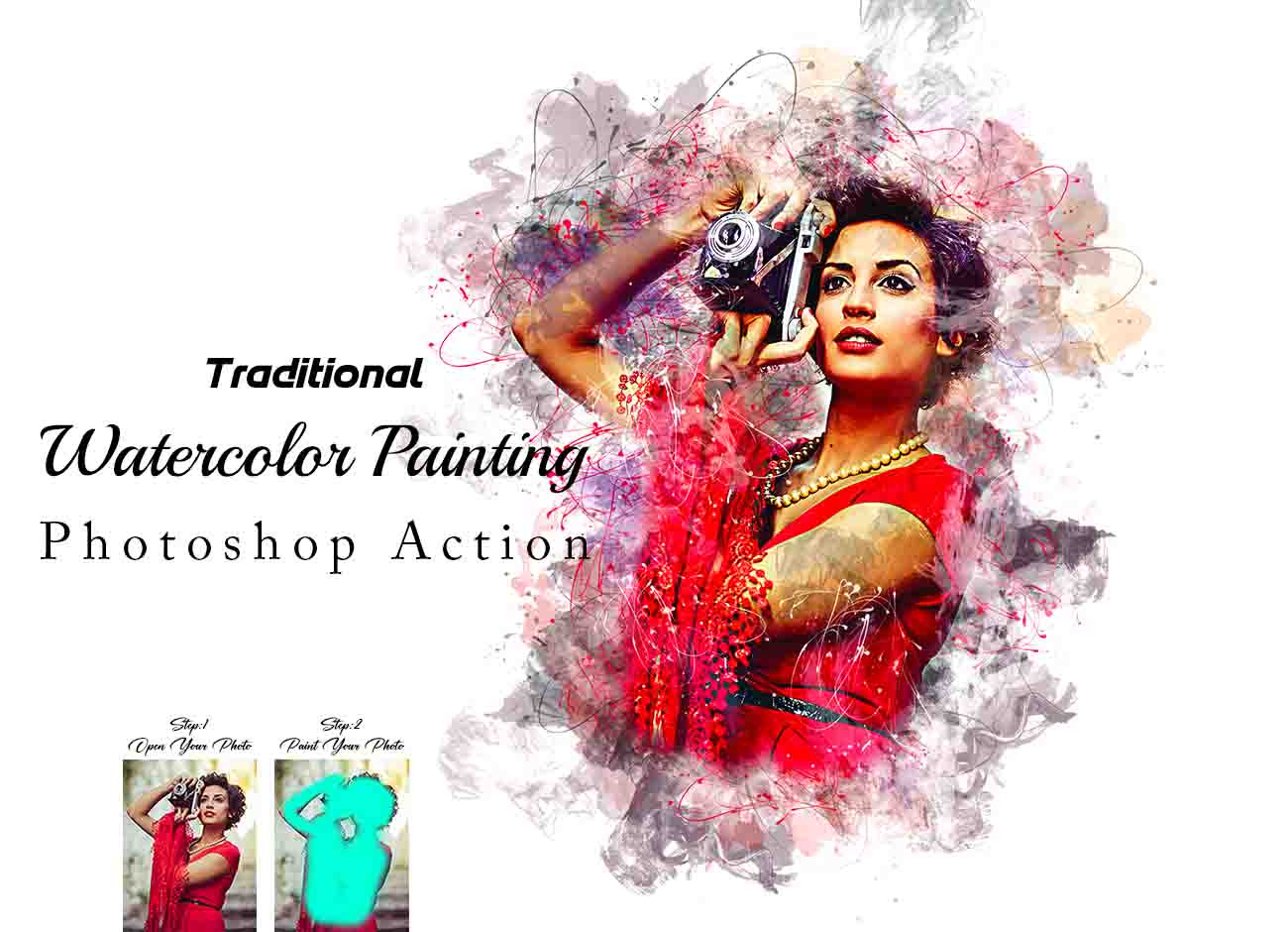 Traditional Watercolor Painting, an Action Add-On by Studio Retouch