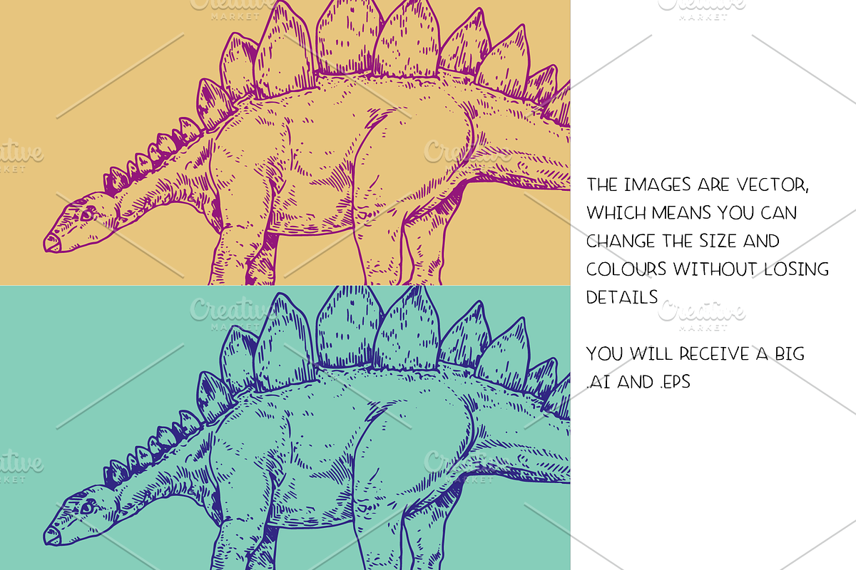 Dinosaurs vector illustration set (12)