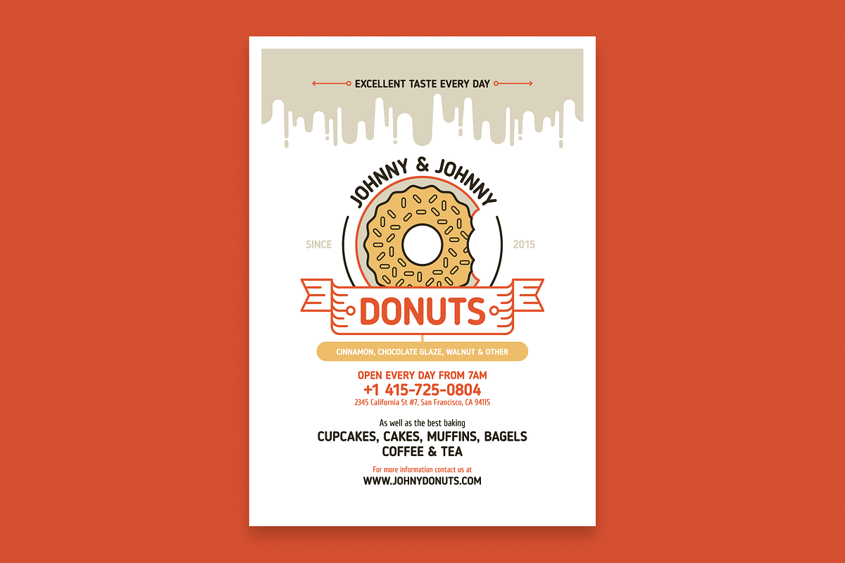 Donuts poster template, a Flyer Template by EDT.Graphics