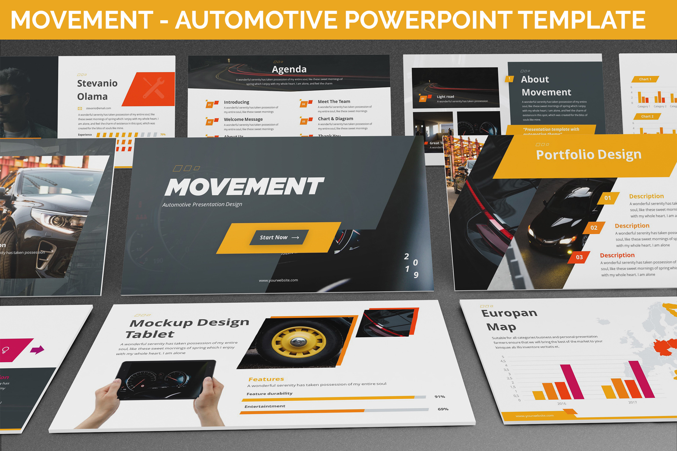 Movement - Automotive Powerpoint, a Presentation Template by SlideFactory