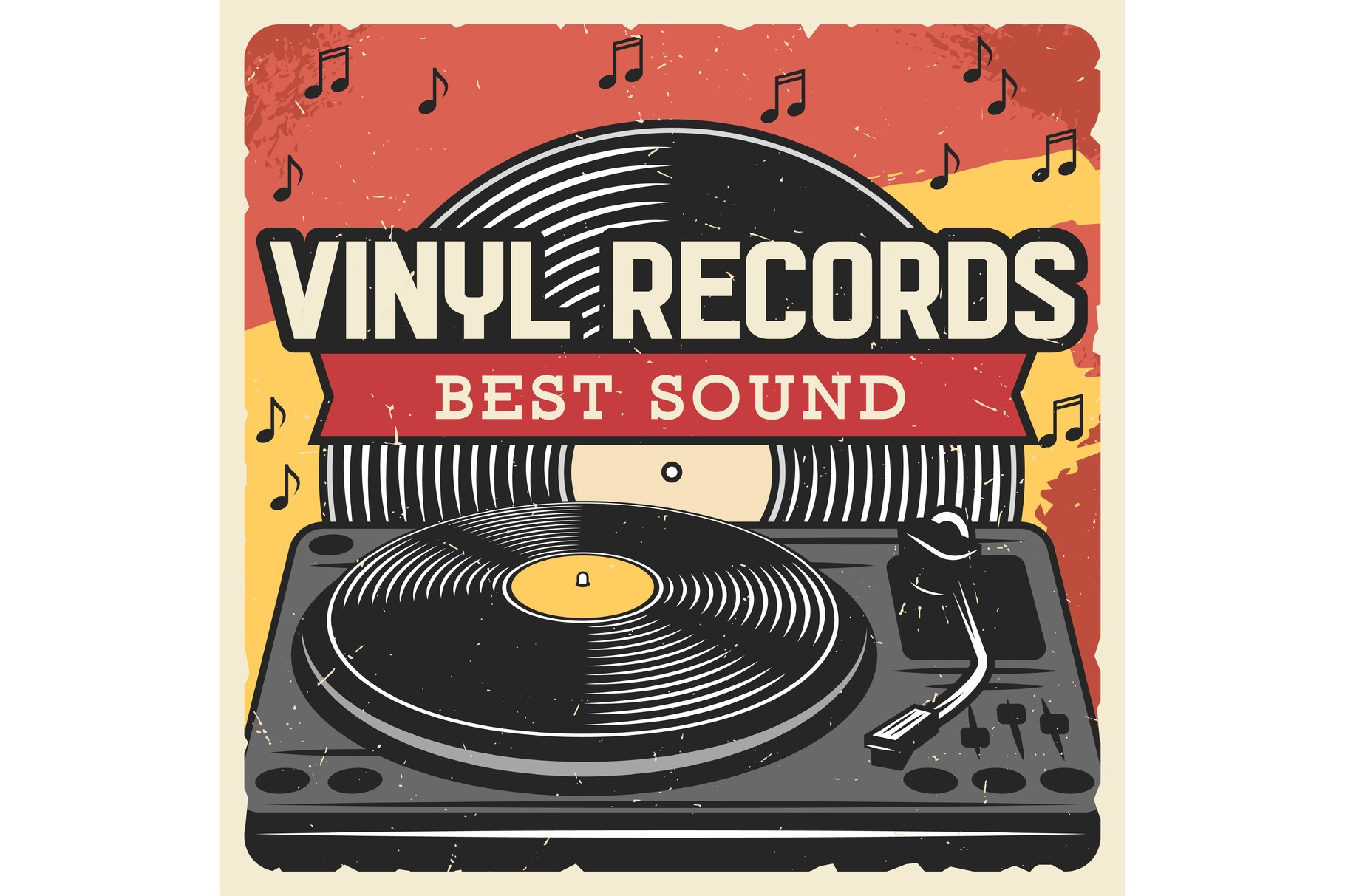 Vinyl records. Disco dance party, an Illustration by Vector Tradition