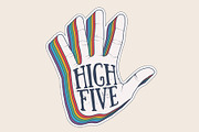 High five hand palm sticker, an Illustration by Crafter