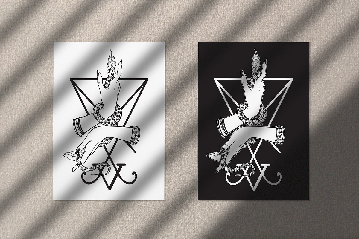 Snake Cult vector elements, an Illustration by Croisy