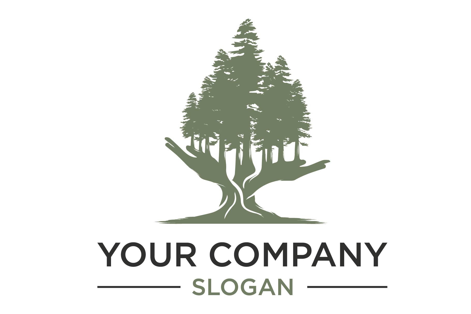 Hand and Pine Trees Logo, a Branding & Logo Template by FransiskaDesign