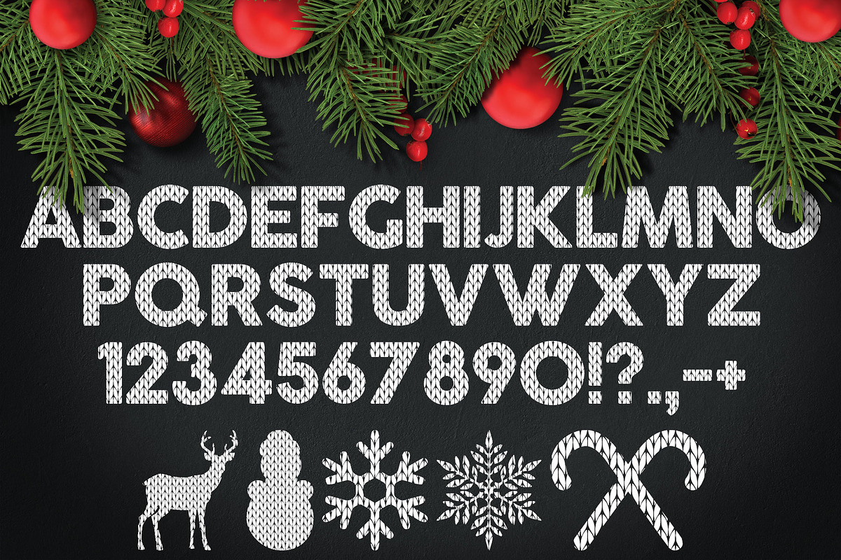 Christmas Knitted Font, a Symbol Font by Artolus