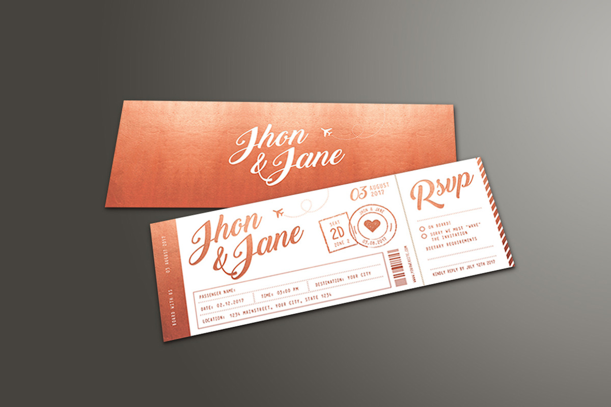 Elegant Wedding Invitation Ticket, an Invitation Template by Vynetta