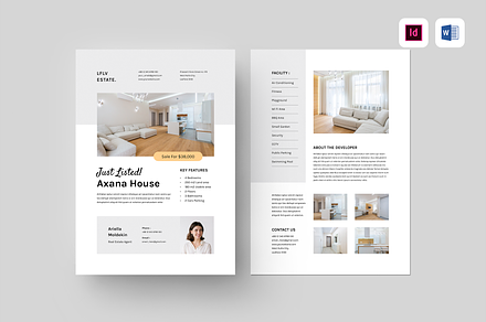 MS Word real estate flyer template | Flyer Templates ~ Creative Market