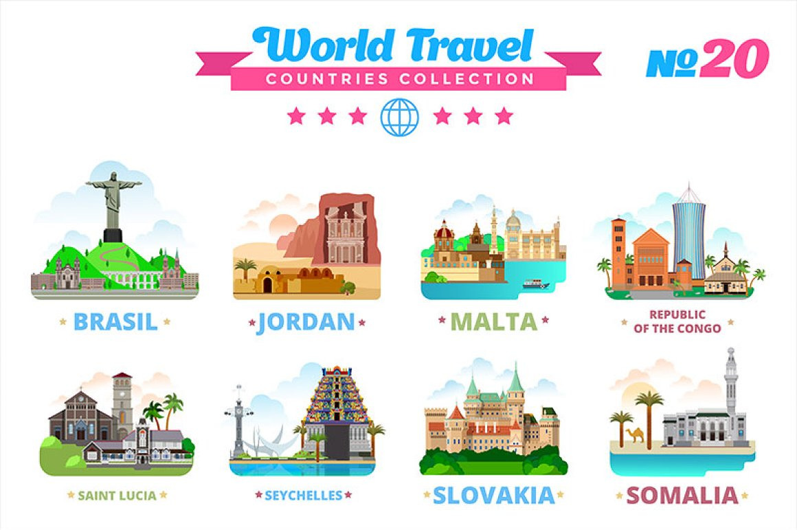 World Travel Countries Collection 20, an Illustration by Sentavio ...