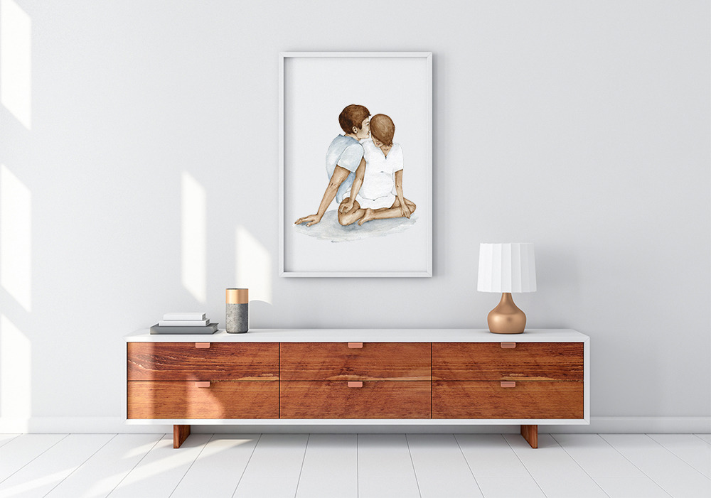 Watercolor Couple Love New Family, an Illustration by EkaterinaViArt