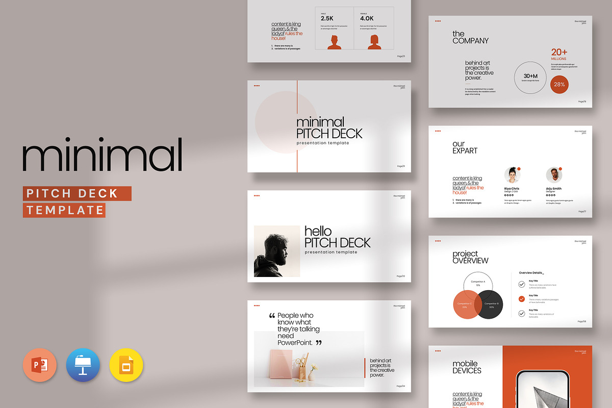 Minimal Pitch Deck Template, a Presentation Template by evgenystudio