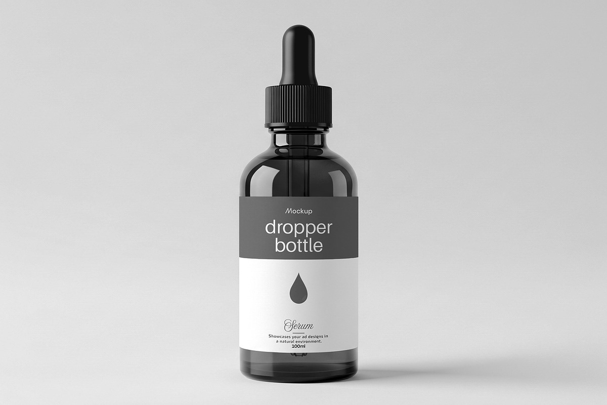 Transparent Dropper Bottle Mockup