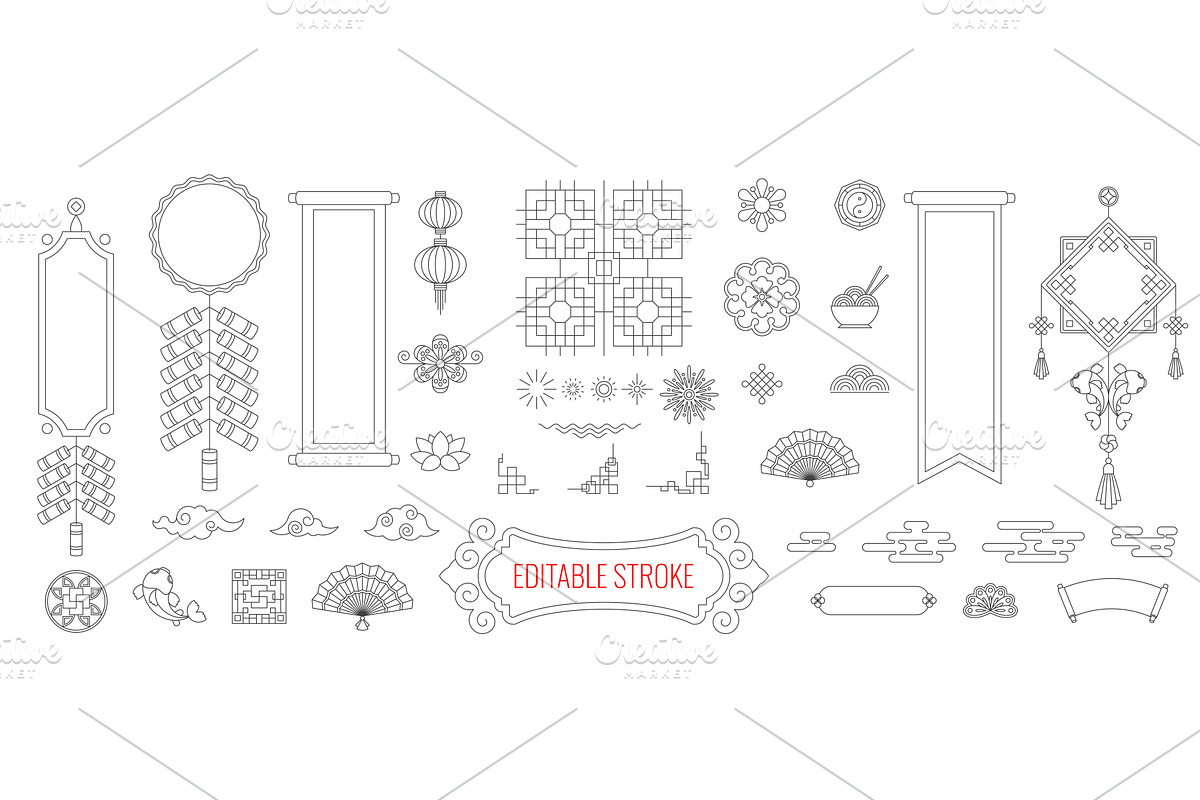Set of chinese decorations, an Object Graphic by Quarta