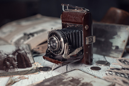 Old studio camera and old photos | Arts & Entertainment Stock Photos ...