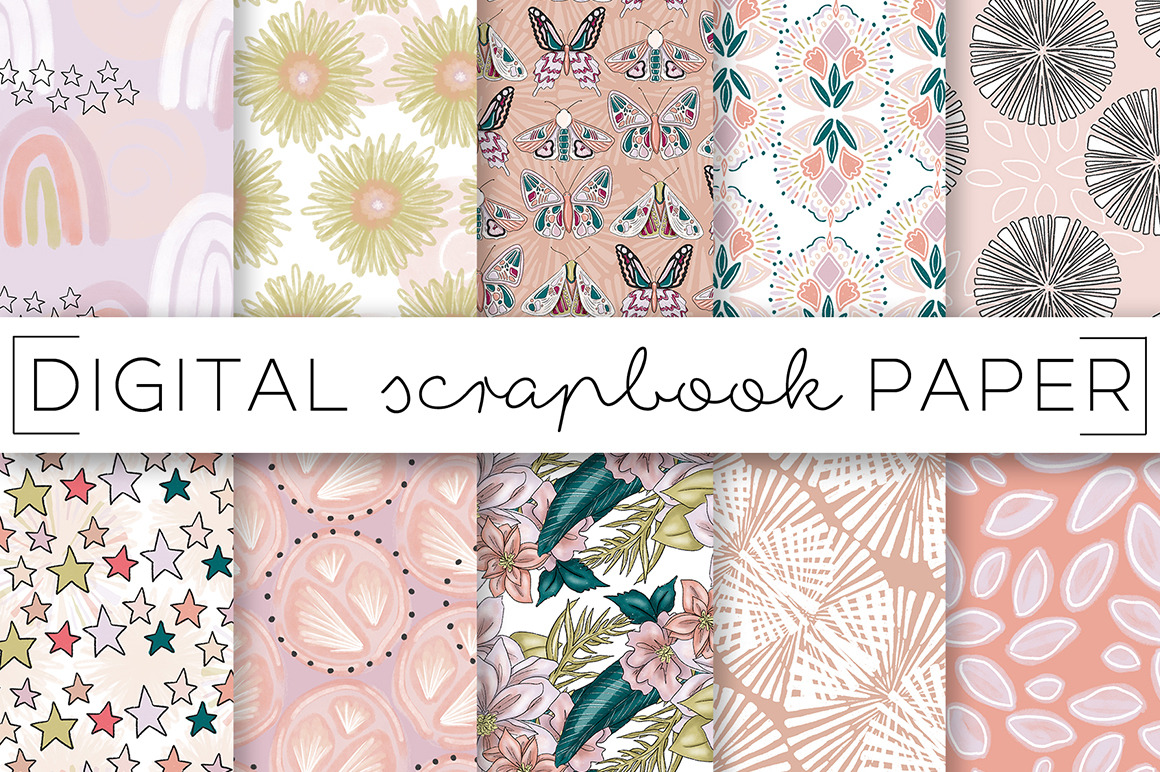 Lavender Florals Digital Paper Set | Graphic Patterns ~ Creative Market
