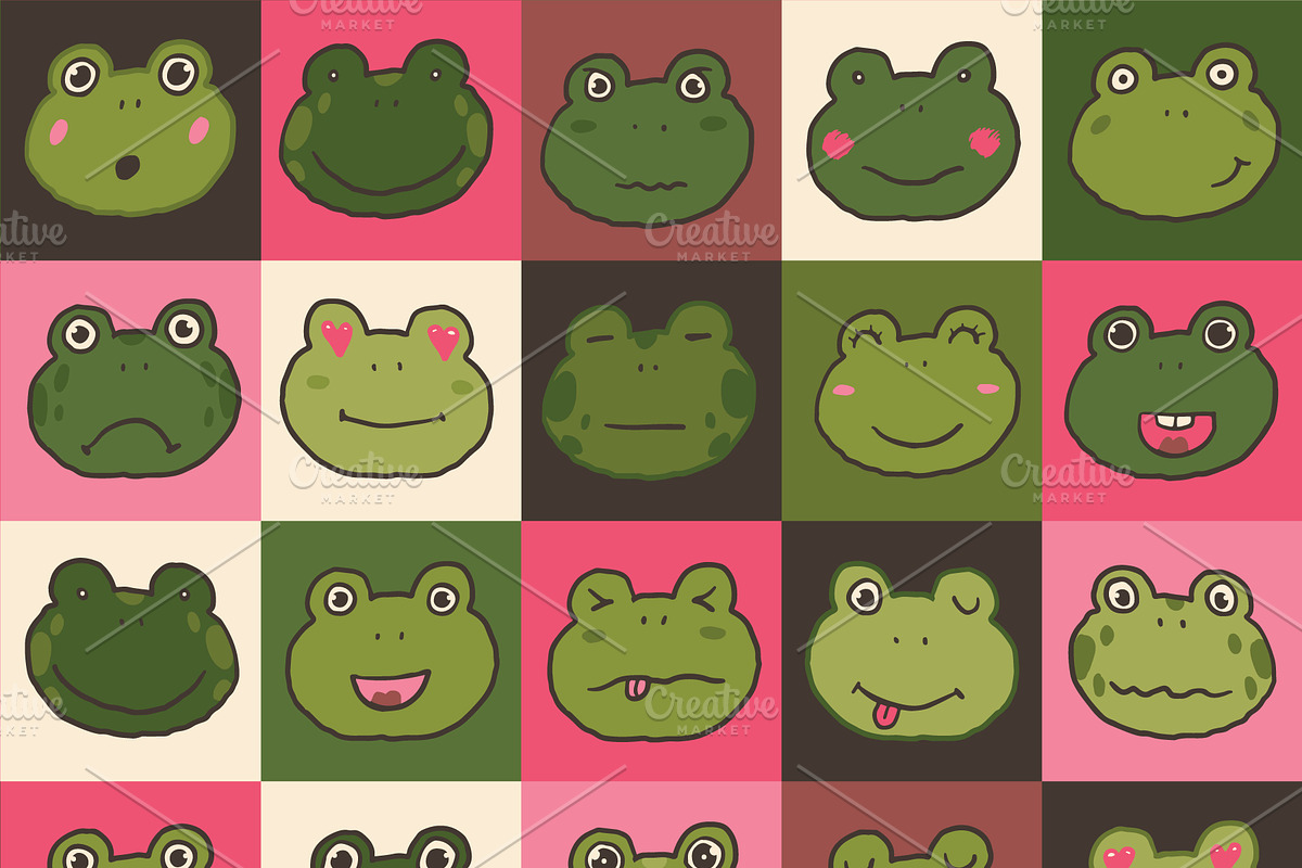 Frogs Funny Faces, an Animal Illustration by GooseFrol | Creative Market