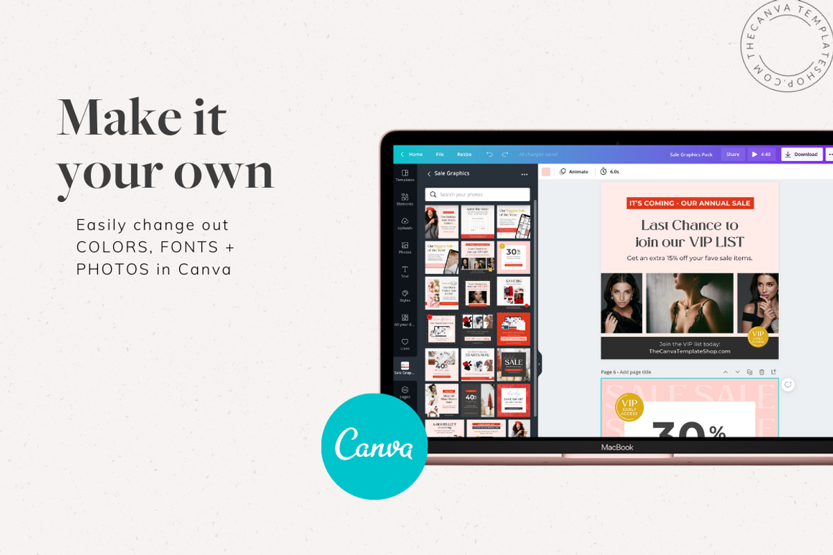 The Sale Promo Canva Template Pack, a Social Media Template by The ...