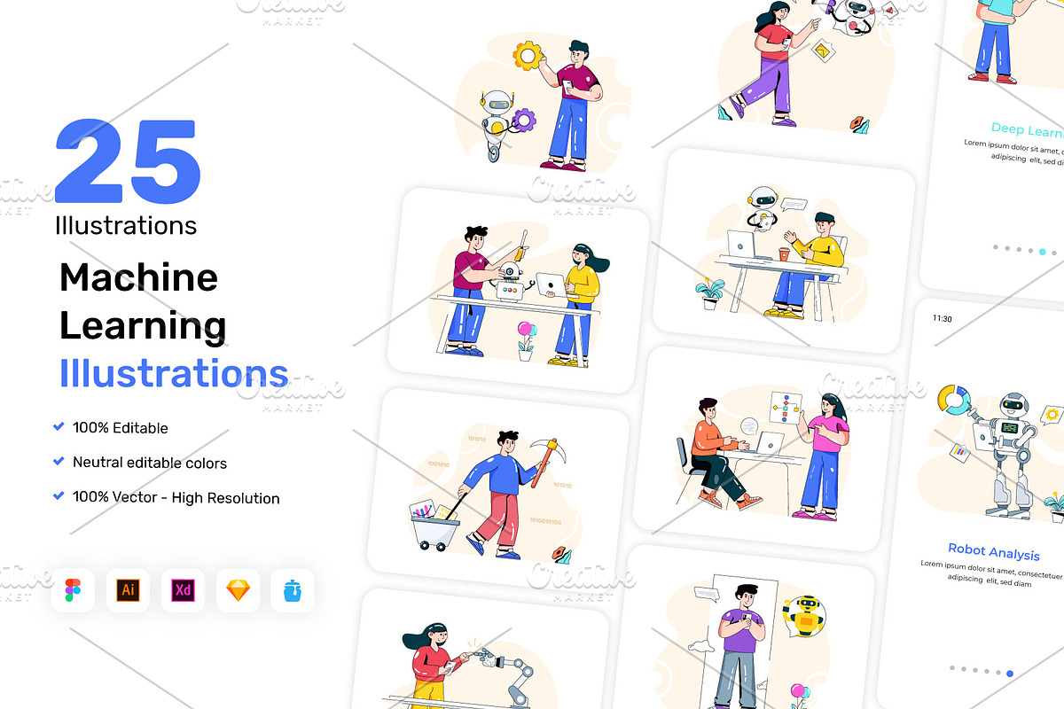 Unique Machine Learning Illustration | Creative Market