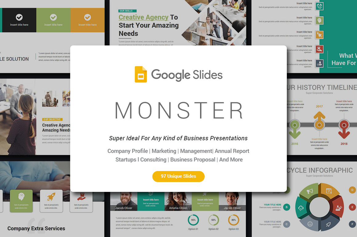 Monster Google Slides Template, a Presentation Template by SlideOne